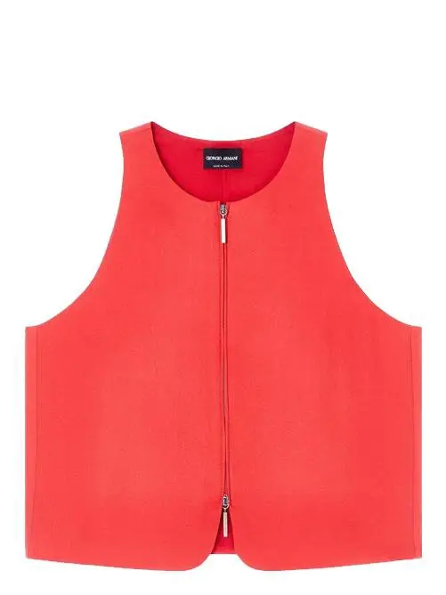 Giorgio Armani Washed Silk Crêpe Waistcoat - Red