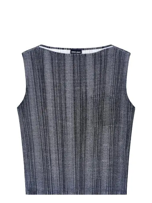 Giorgio Armani Two-tone Pleated Jersey Top - Black / White / Pink / Gray