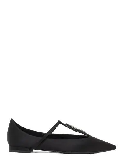 Emporio Armani Satin T-bar Ballerinas - Black