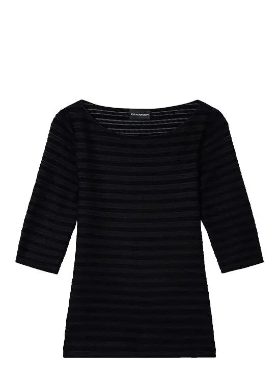 Emporio Armani Striped Jacquard Jersey Jumper - Black