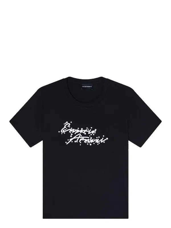 Emporio Armani Jersey T-shirt With Logo Embroidery - Black