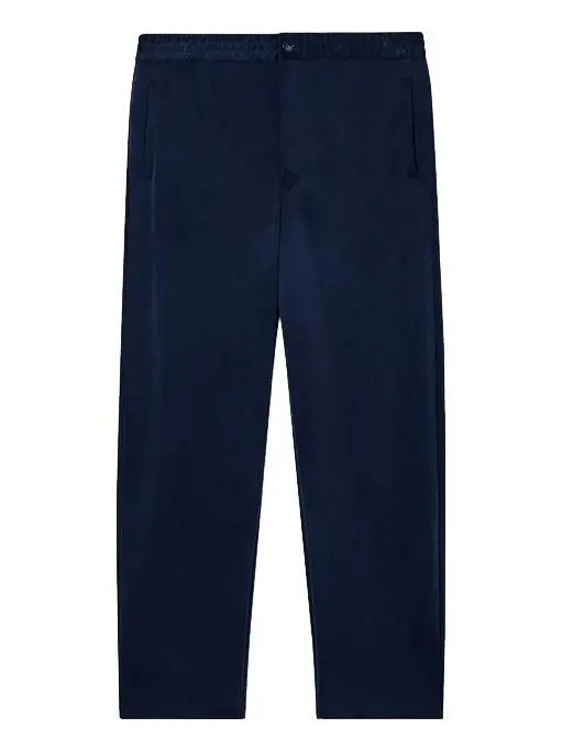 Giorgio Armani Cupro-blend Flat-front Trousers - Navy