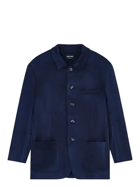 Giorgio Armani Relaxed Single-breasted Cupro-blend Jacket - Navy