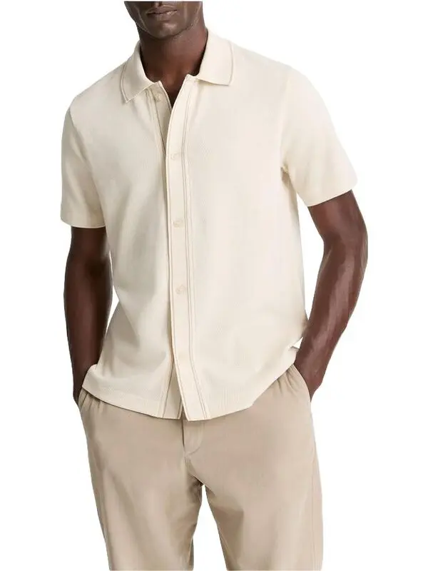 Vince Jacquard-knit Cotton Button-front Shirt - Natural
