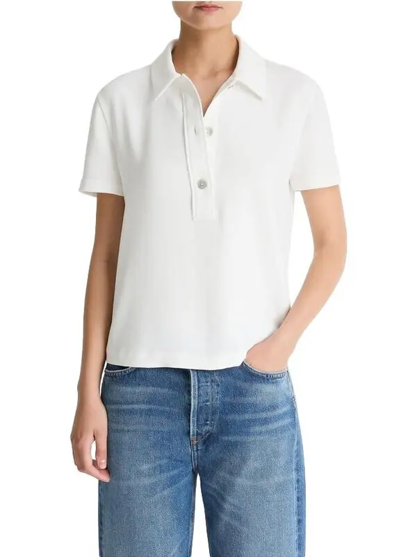 Vince Crepe Polo Shirt - White