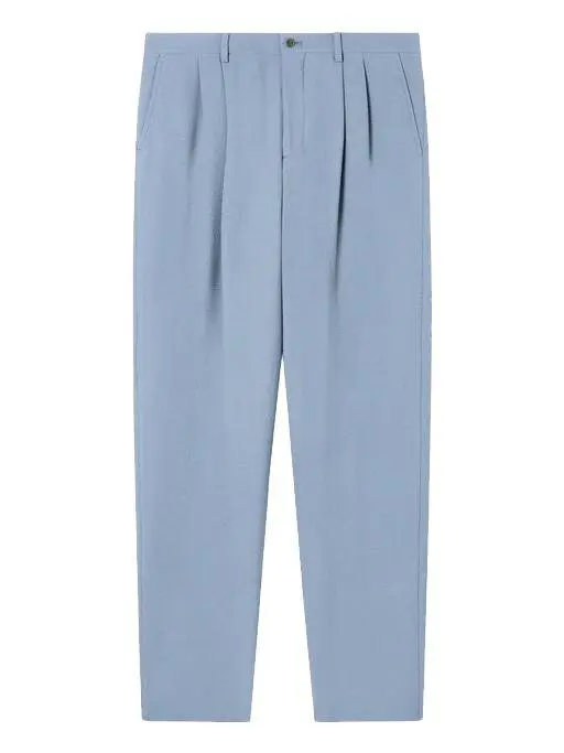Giorgio Armani Stretch Wool Seersucker Double-pleat Trousers - Natural
