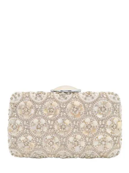 Oscar De La Renta Mother Of Pearl Embroidered Minaudière - Red
