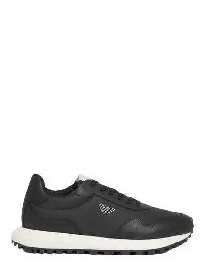 Emporio Armani Recycled Nylon Sneakers With Saffiano Leather Details - Red