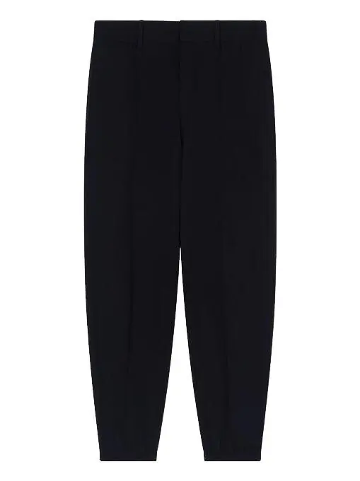 Emporio Armani Stretch-nylon Trousers With Elasticated Hem - Navy