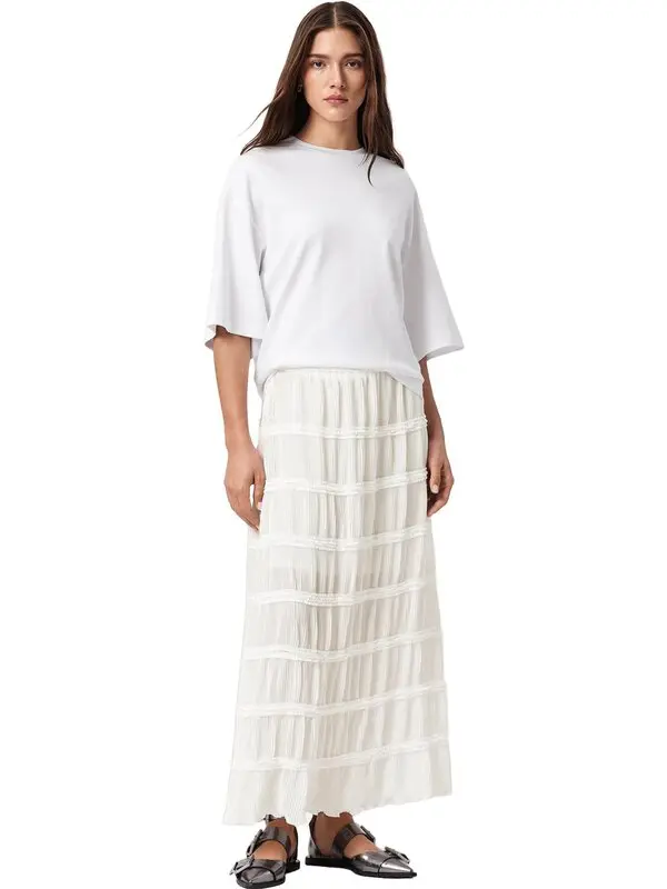 ALLSAINTS Lila Tiered Midi Skirt - White