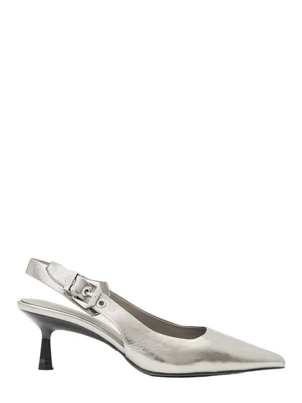 ALLSAINTS Idiya Metallic Leather Slingback Heels - Grey