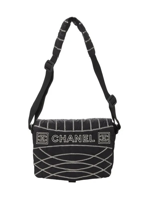Chanel Sportline Quilted Messenger Bag - Black