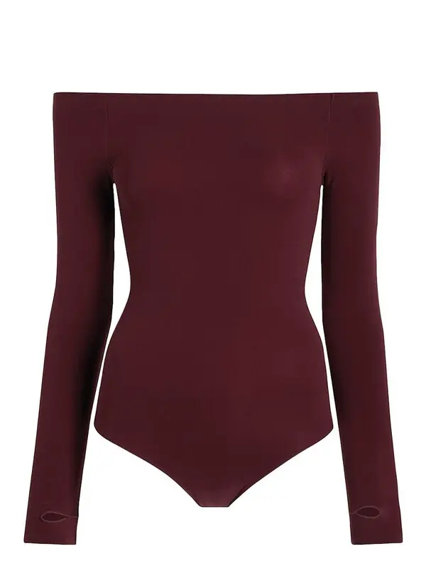 Commando Ballet Off-shoulder Microfiber Bodysuit - Raisin