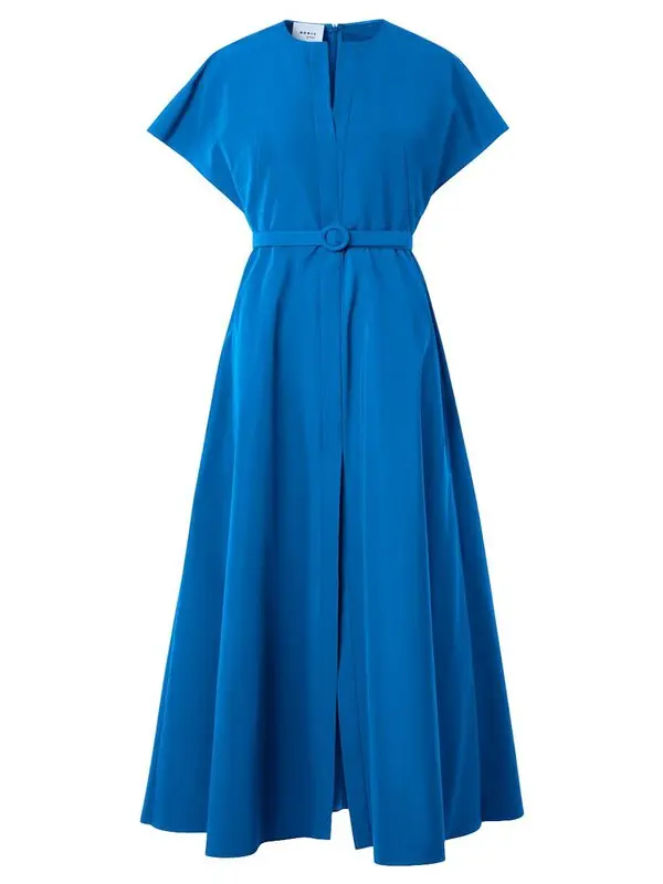 Akris Short-sleeve Belted Midi Dress - Cobalt Blue
