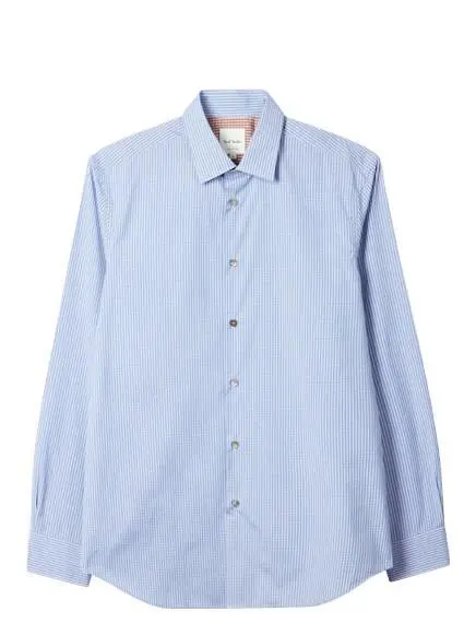 Paul Smith Tailored-fit Blue And Lilac Gingham Shirt - Purple