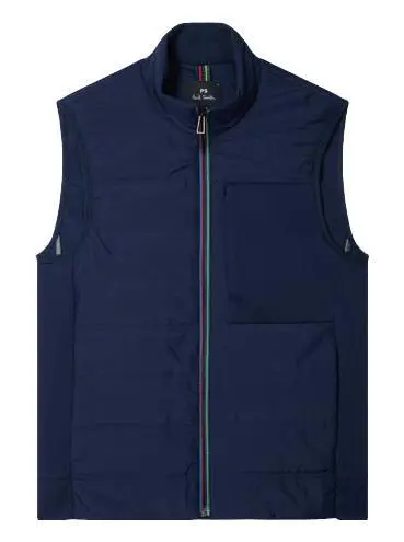 Paul Smith Quilted Mixed Media Gilet - Blue