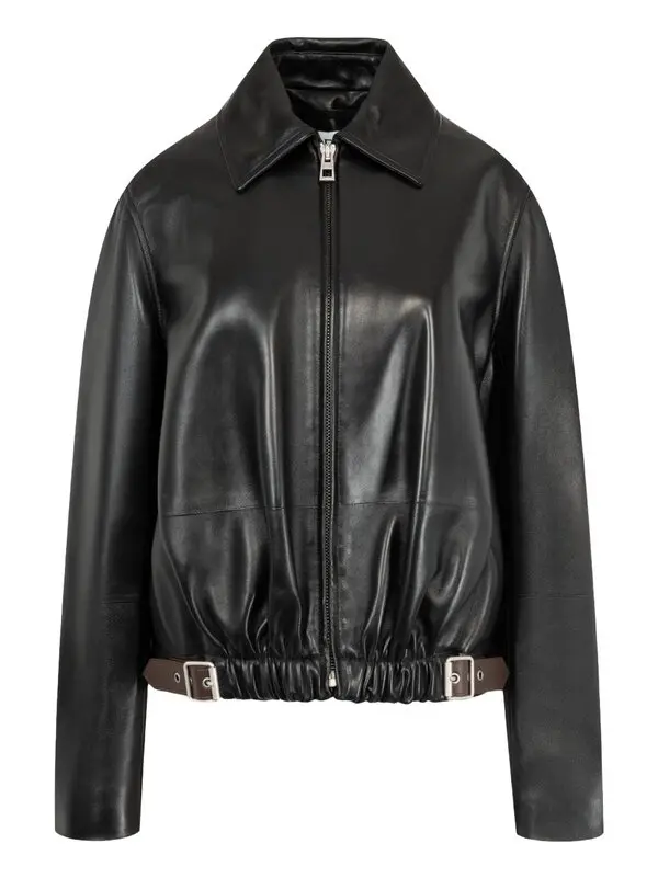 Loewe Leather Belted Jacket - Black