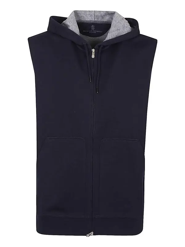 Brunello Cucinelli Sleeveless Hoodie - Blue