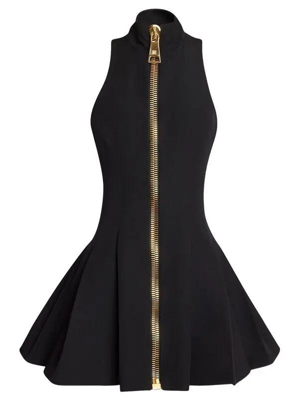 Balmain Zipped Fit-&-flare Mini Dress - Black