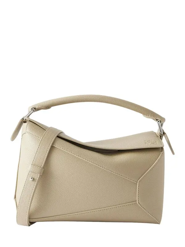 Loewe Puzzle Edge Small Textured-leather Shoulder Bag - Off-white