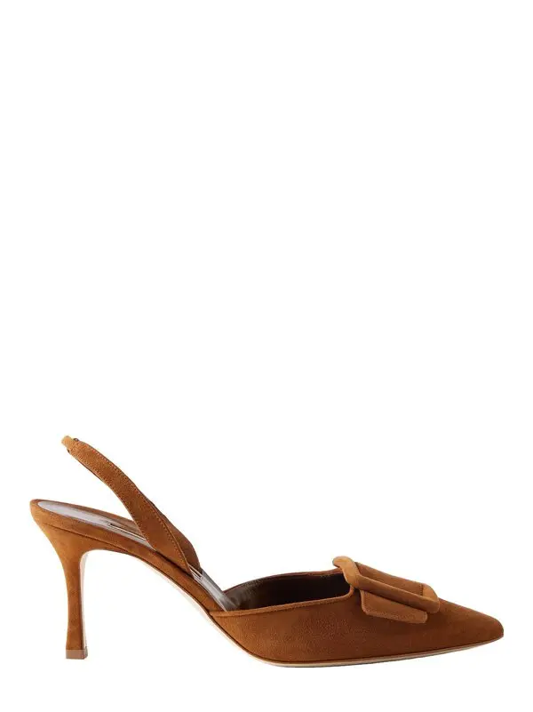 Manolo Blahnik Maysli 70 Buckled Slingback Pumps - Brown
