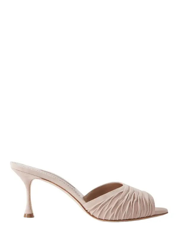 Manolo Blahnik Pirua 70 Suede Mules - Neutrals