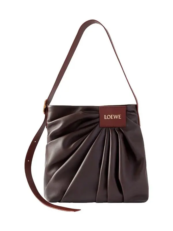 Loewe Gathered Leather Tote - Brown