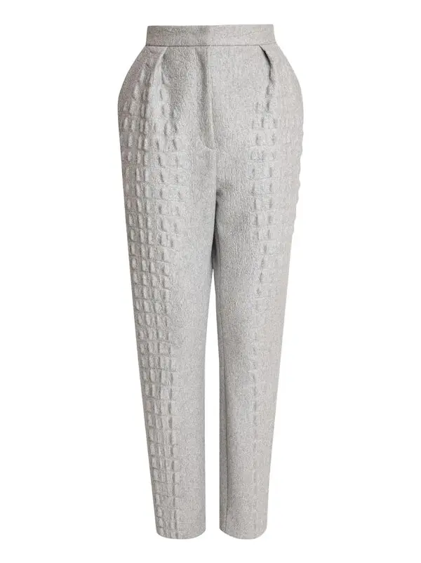 Balmain Crocodile Textured Tapered Trousers - Lt Grey