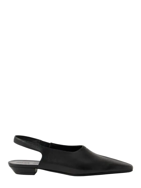 Khaite Celia Leather Slingback Flats - Black