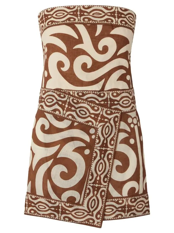 Johanna Ortiz Raiz Ritual Strapless Mini Dress - Brown
