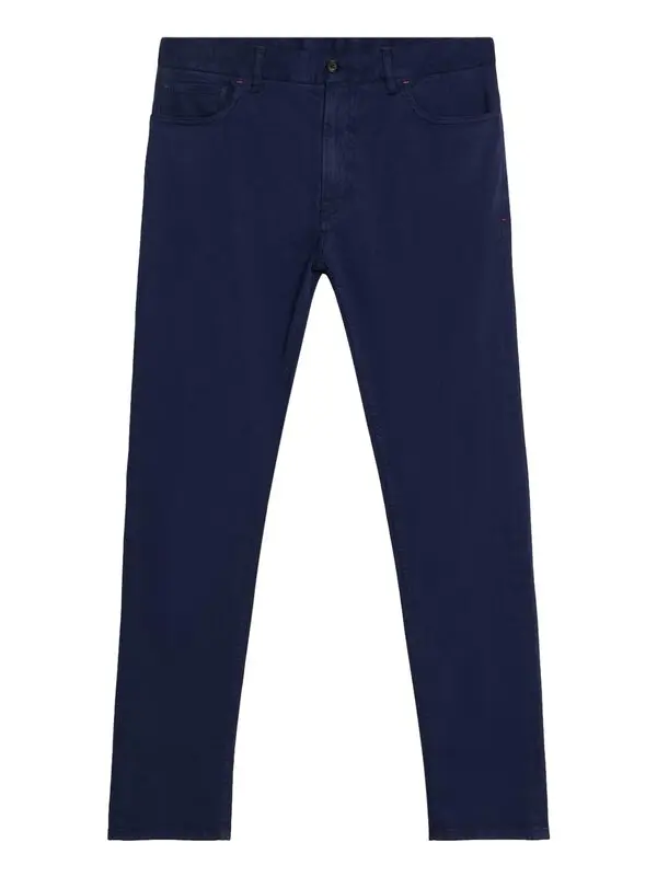 Isaia Cashmere-cotton Slim 5-pocket Pants - Dark Blue2