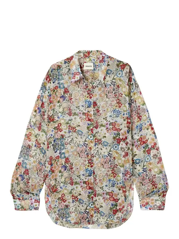 Khaite Goya Floral-print Silk-chiffon Shirt - Cream