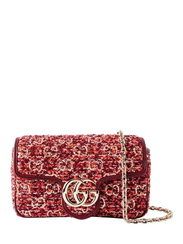 Gucci Gg Marmont Mini Bouclé-tweed Shoulder Bag - Pink