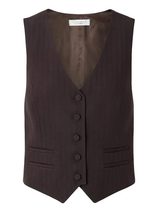 Gabriela Hearst Coleridge Herringbone Wool-blend Gilet - Brown