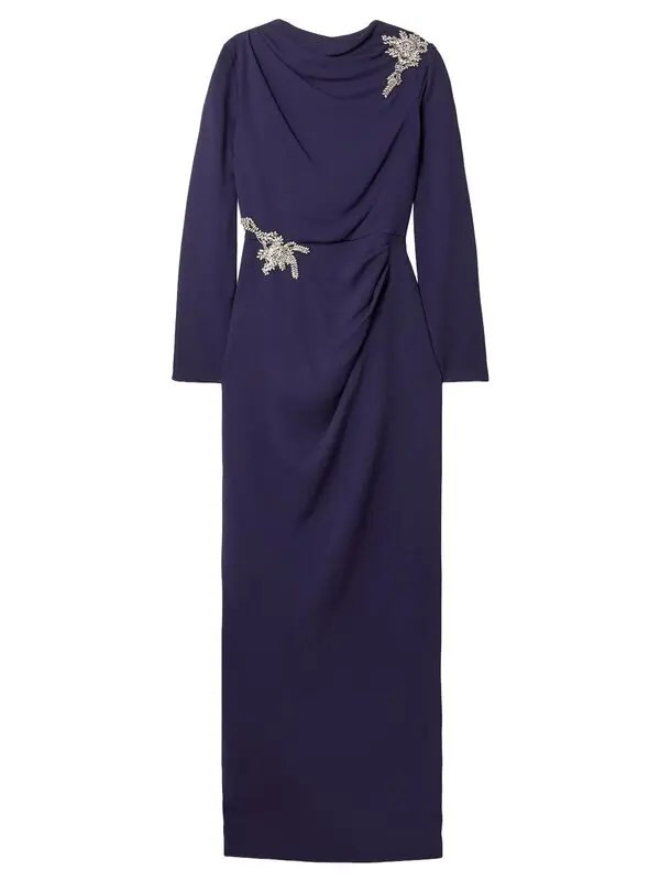 Erdem Draped Embellished Gown - Blue