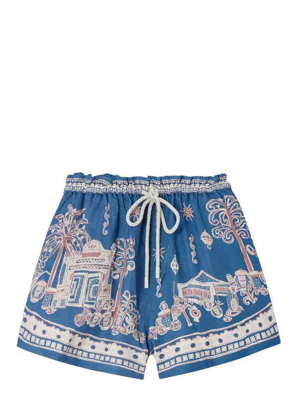ALEMAIS Acacia Printed Linen Shorts - Blue