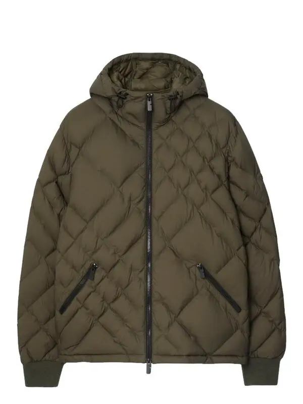Burberry Check-stitch Nylon Doversgreen Puffer Jacket - Marsh Green
