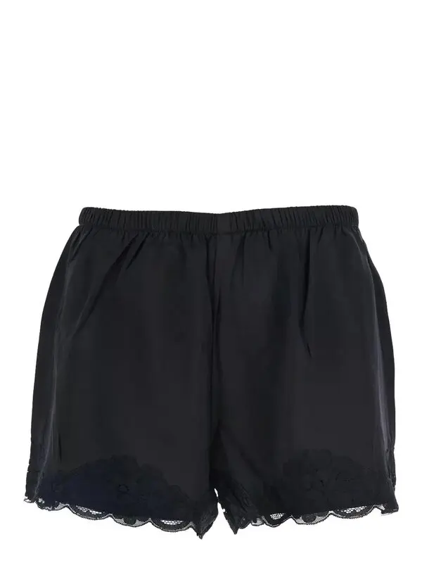 Gold Hawk Lace Silk Shorts - Black