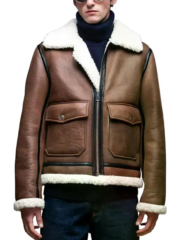 A.p.c. Shearling-trim Jacket - Brown