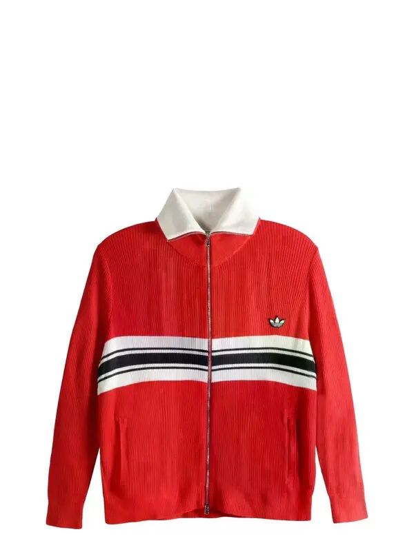 Adidas Striped Zip-up Knit Jacket - Red