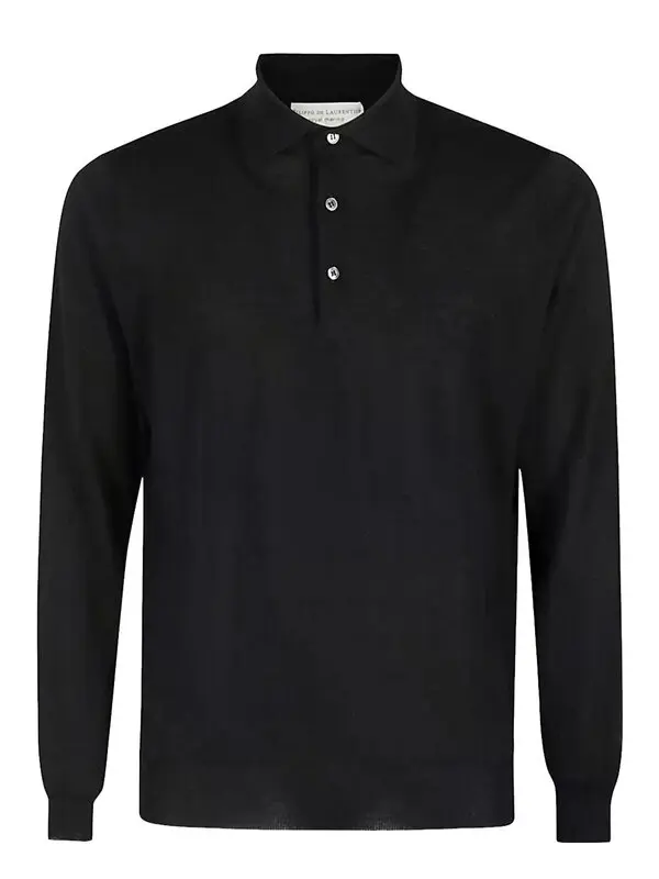 FILIPPO DE LAURENTIIS Long-sleeve Polo Shirt - Black