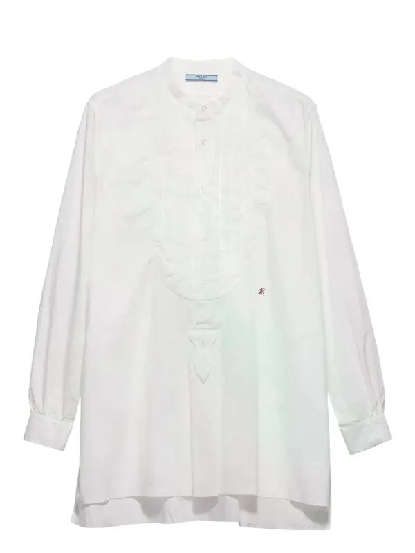 Prada Logo-embroidered Cotton Shirt - White