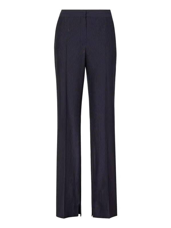 Fendi Pinstriped Wool Flared Trousers - Multicolour