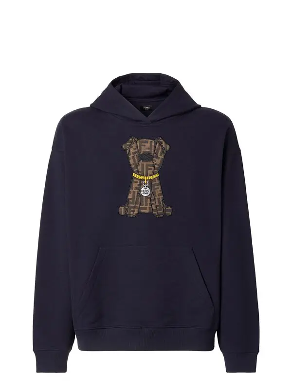 Fendi Ff Jacquard Patch Cotton Sweatshirt - Blue