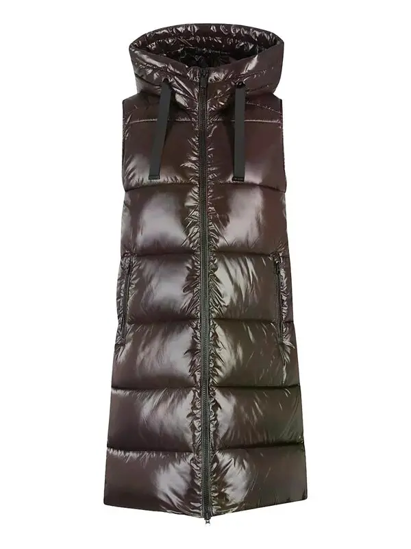 SAVE THE DUCK Zip Hooded Vest - Brown