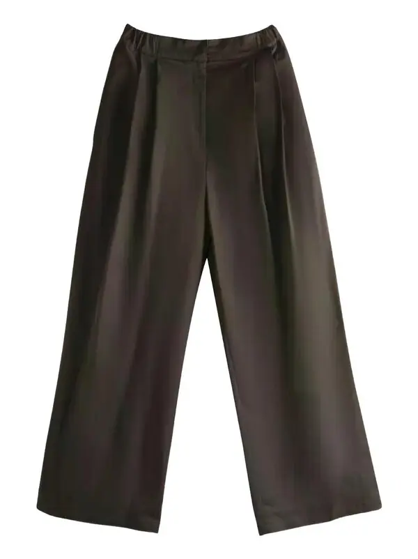 AMOMENTO Pleated Wide-leg Trousers - Brown