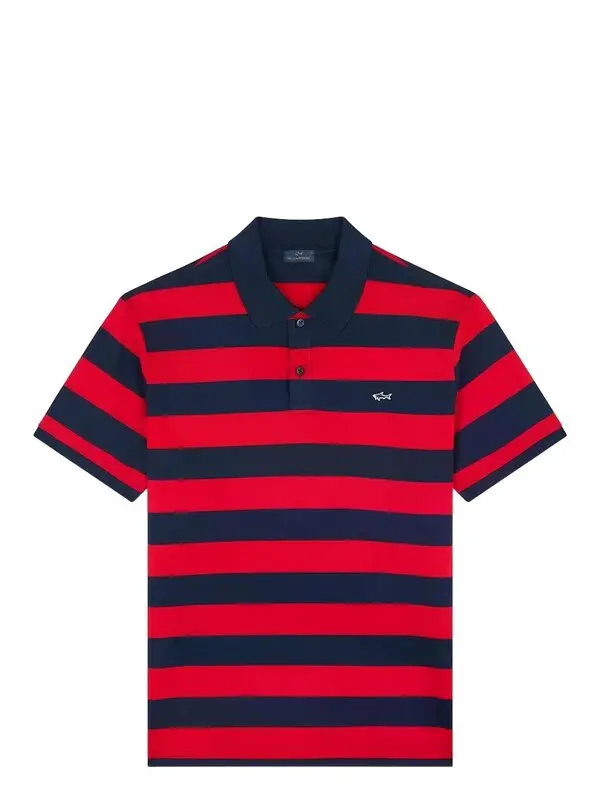 Paul & Shark Striped Piqué Cotton Polo Shirt - Red