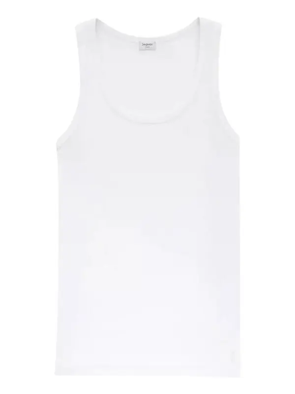 Saint Laurent Cotton Ribbed Tank Top - White