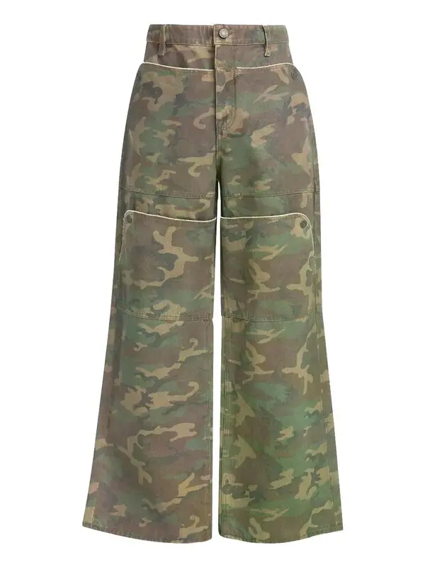 Guess Panelled Camouflage Jeans - Green