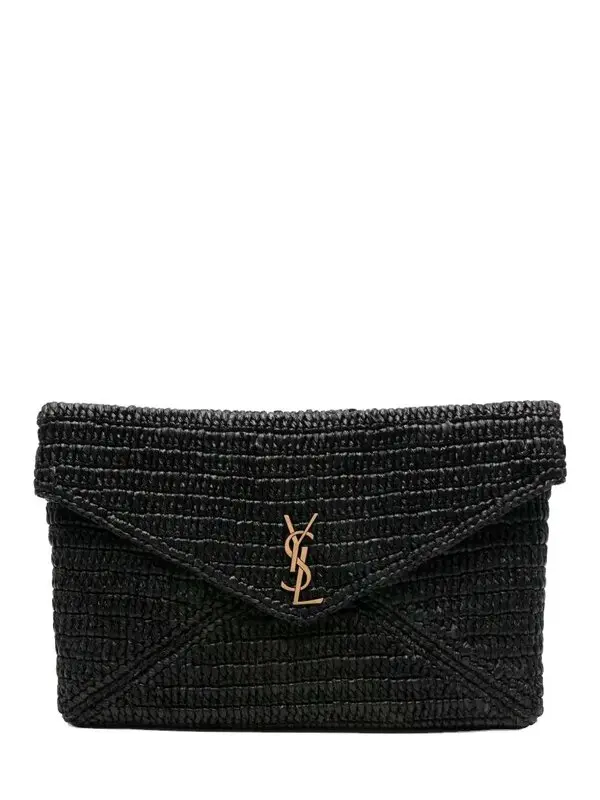 Saint Laurent Logo-plaque Clutch - Black